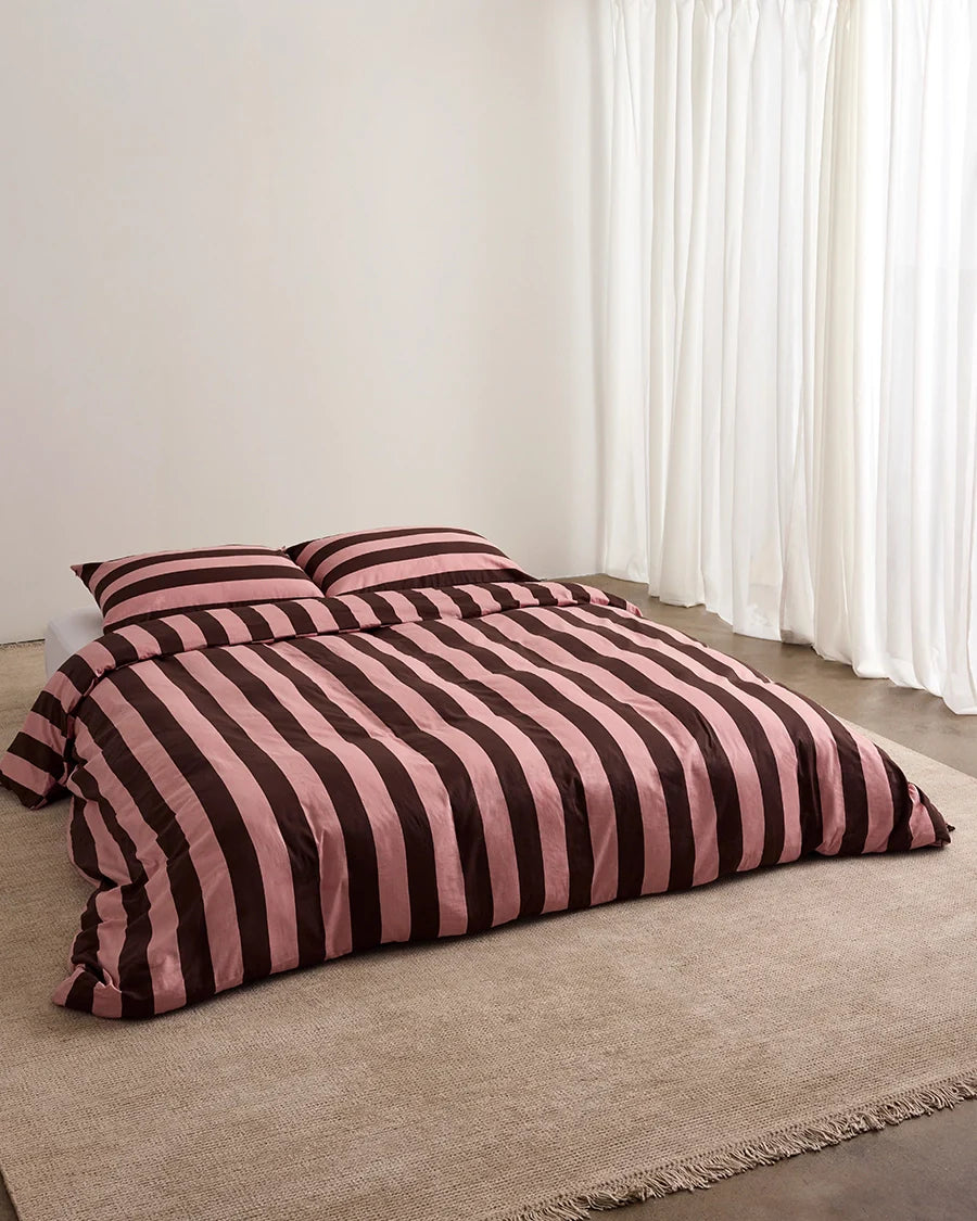 Hommey Bedding - 100% Organic Cotton Quilt Cover - Rocky Road Stripes